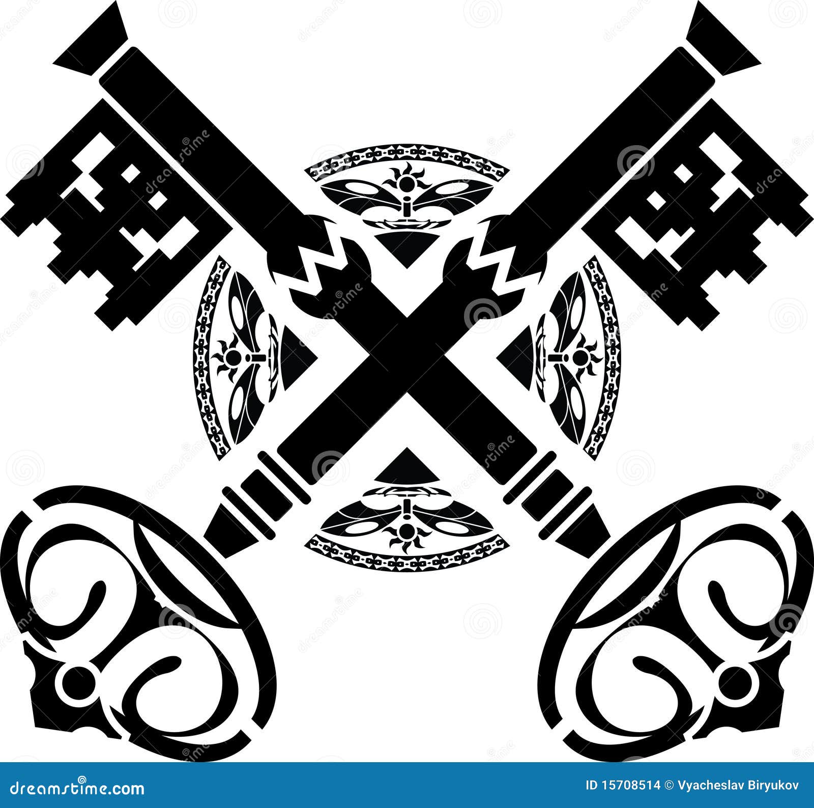 Medieval Keys. First Variant Stock Vector - Illustration of silhouette ...