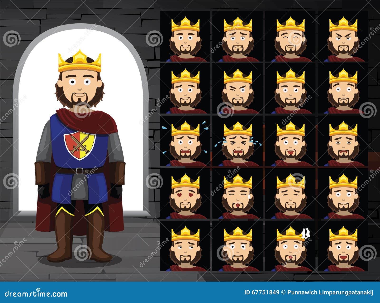 Medieval King Cartoon Emotion Faces Vector Illustration Stock Vector ...