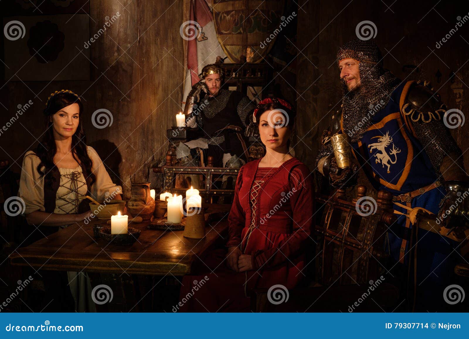 Medieval King With His Queen In Castle Interior. Stock Image ...