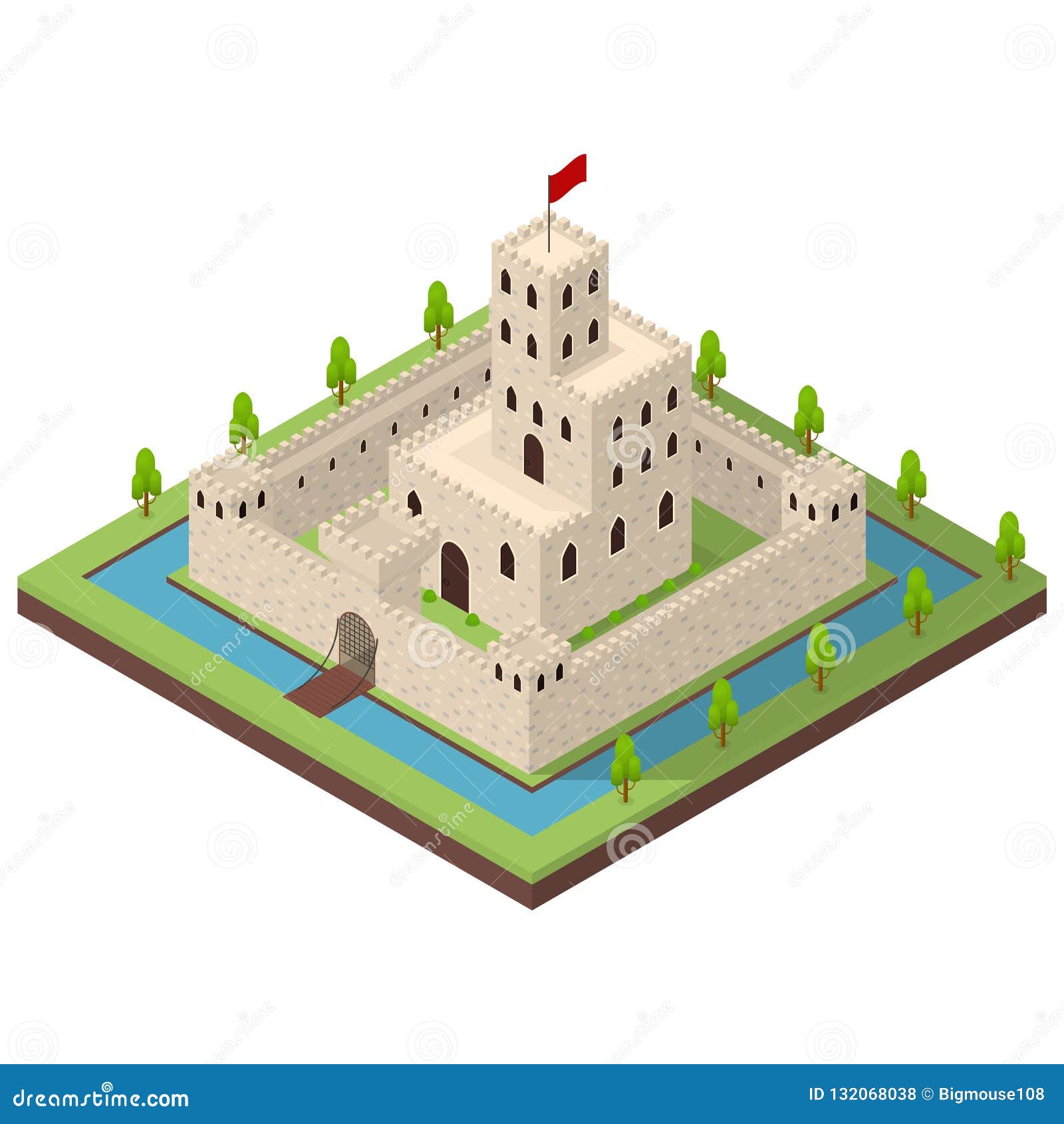 Medieval Kingdom Concept 3d Isometric View. Vector Stock Vector ...