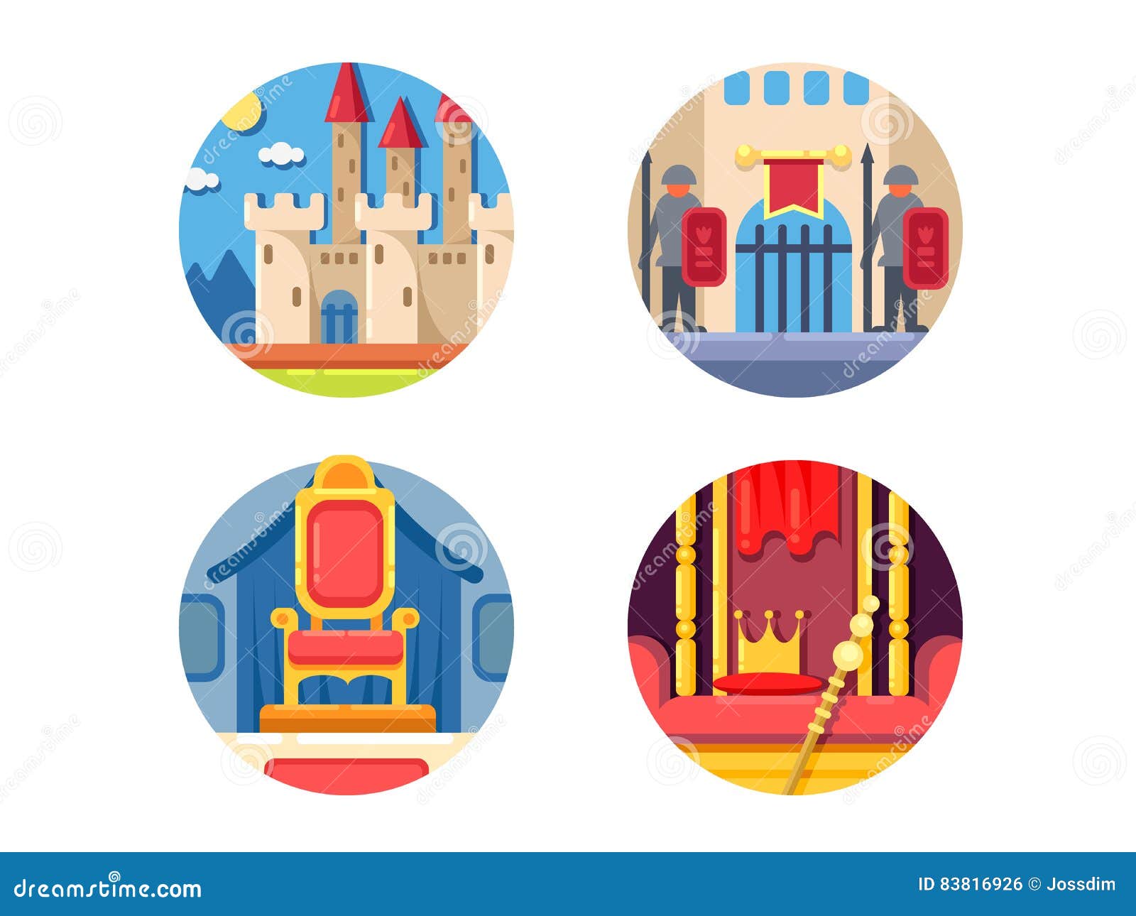 Medieval kingdom set stock vector. Illustration of castle - 83816926