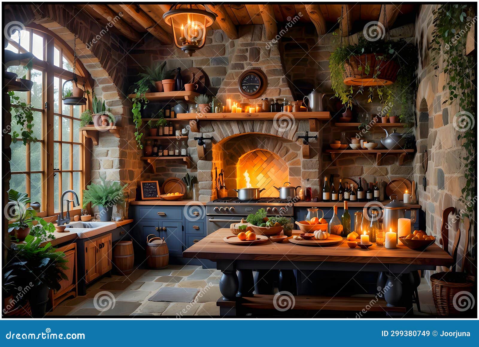 The Medieval Kitchen of the Witch Who Prepares the Magic Potion, Stock ...