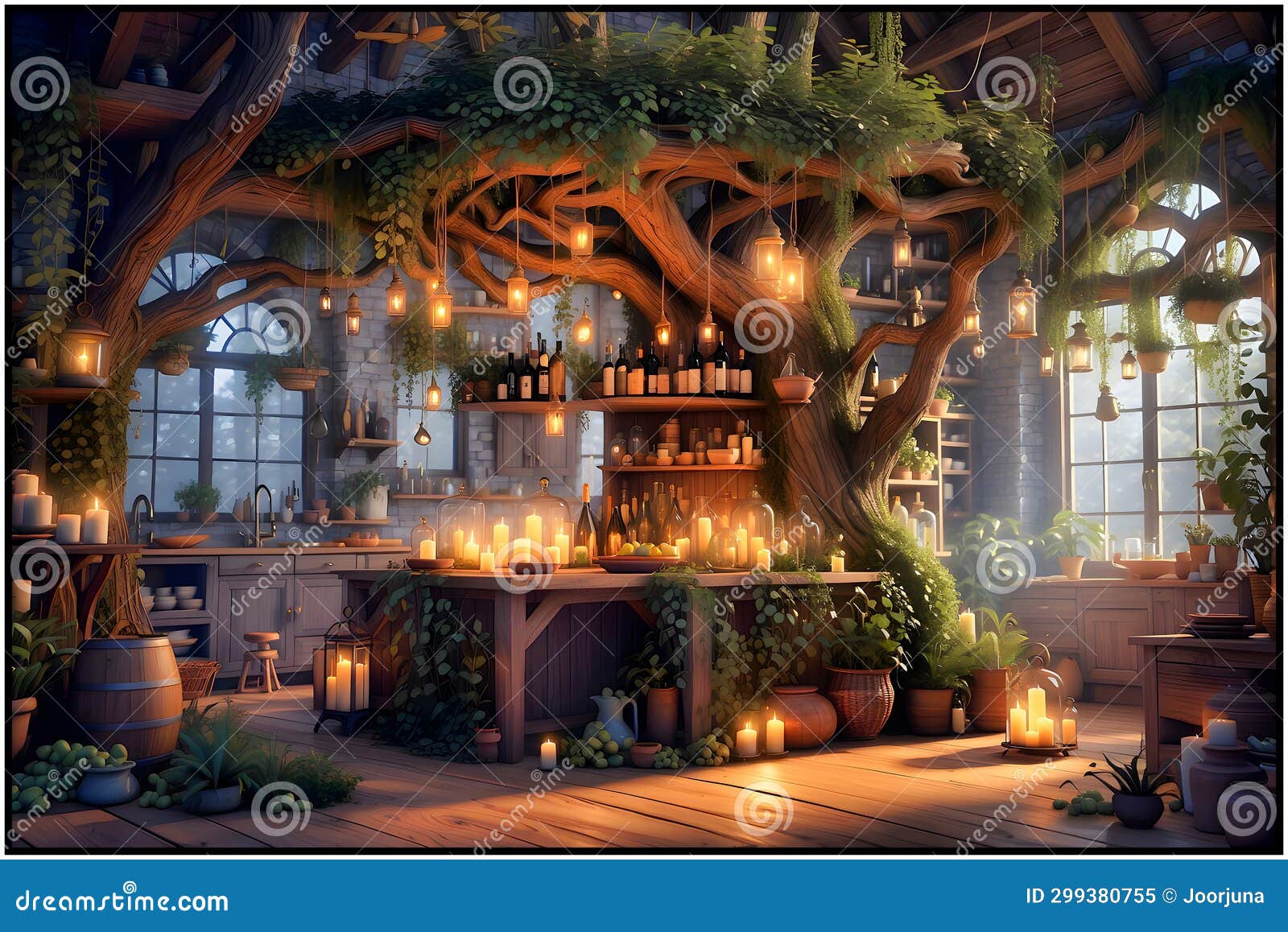 The Medieval Kitchen of the Witch Who Prepares the Magic Potion, Stock ...