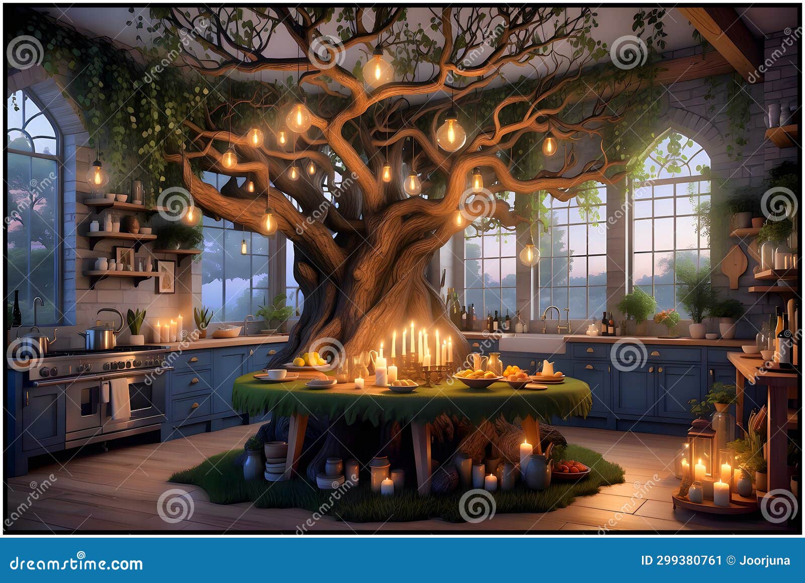 The Medieval Kitchen of the Witch Who Prepares the Magic Potion, Stock ...