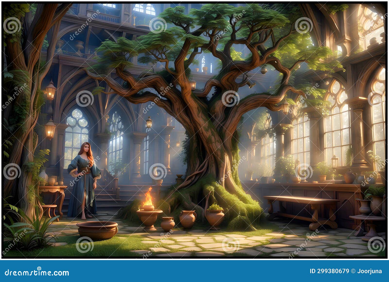 The Medieval Kitchen of the Witch Who Prepares the Magic Potion, Stock ...