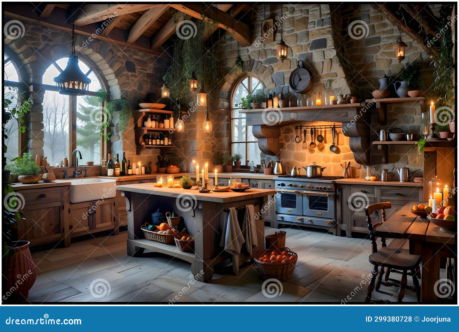The Medieval Kitchen of the Witch Who Prepares the Magic Potion, Stock ...