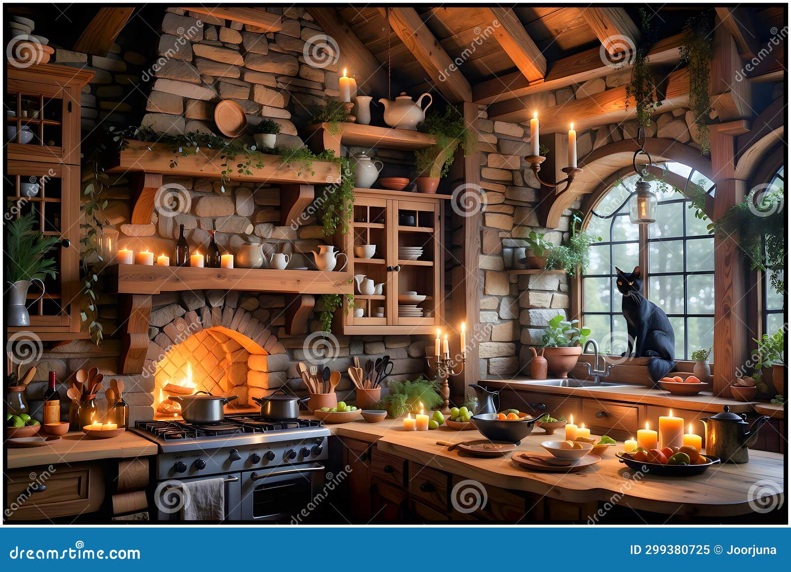 The Medieval Kitchen of the Witch Who Prepares the Magic Potion, Stock ...
