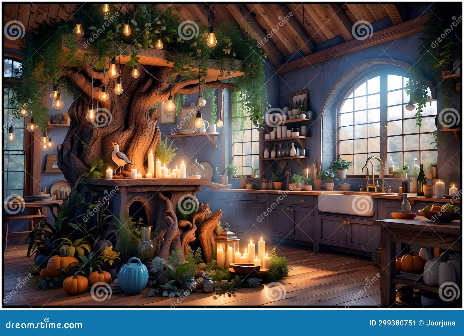 The Medieval Kitchen of the Witch Who Prepares the Magic Potion, Stock ...