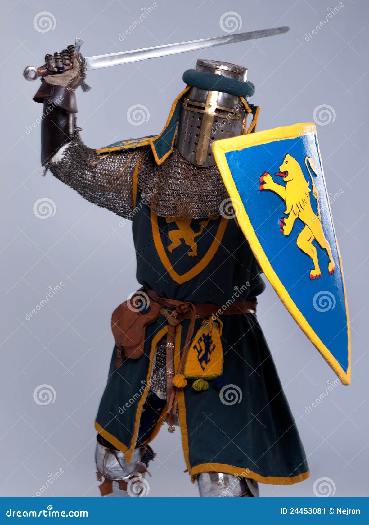 Medieval Knight In Attack Position Stock Image - Image: 24453081