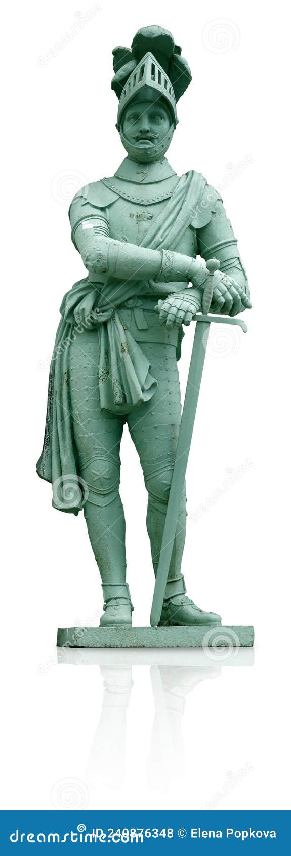 Medieval Knight, Bronze Statue Isolated on White Background. Design ...