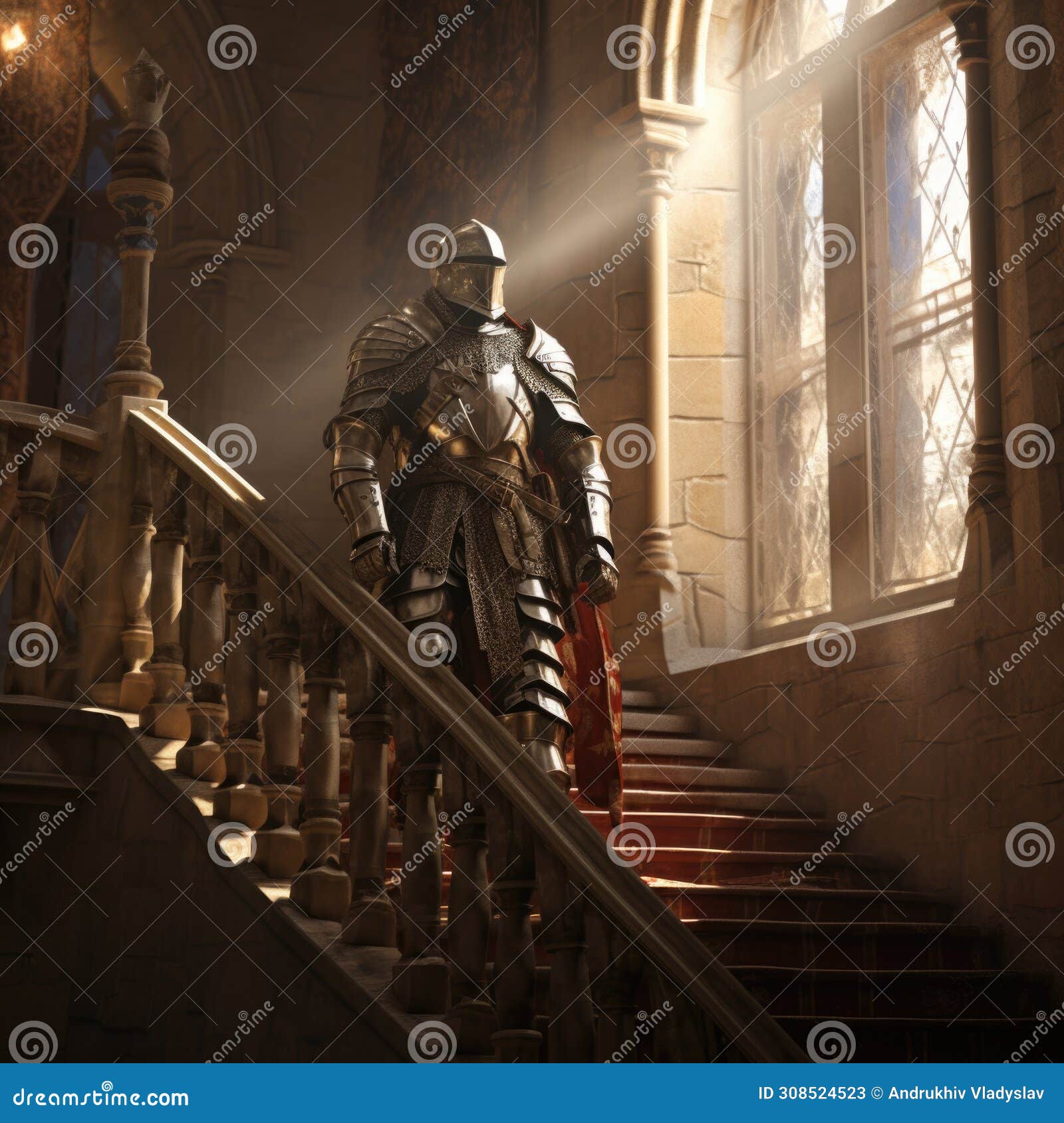 Medieval Knight in the Castle Stock Illustration - Illustration of ...