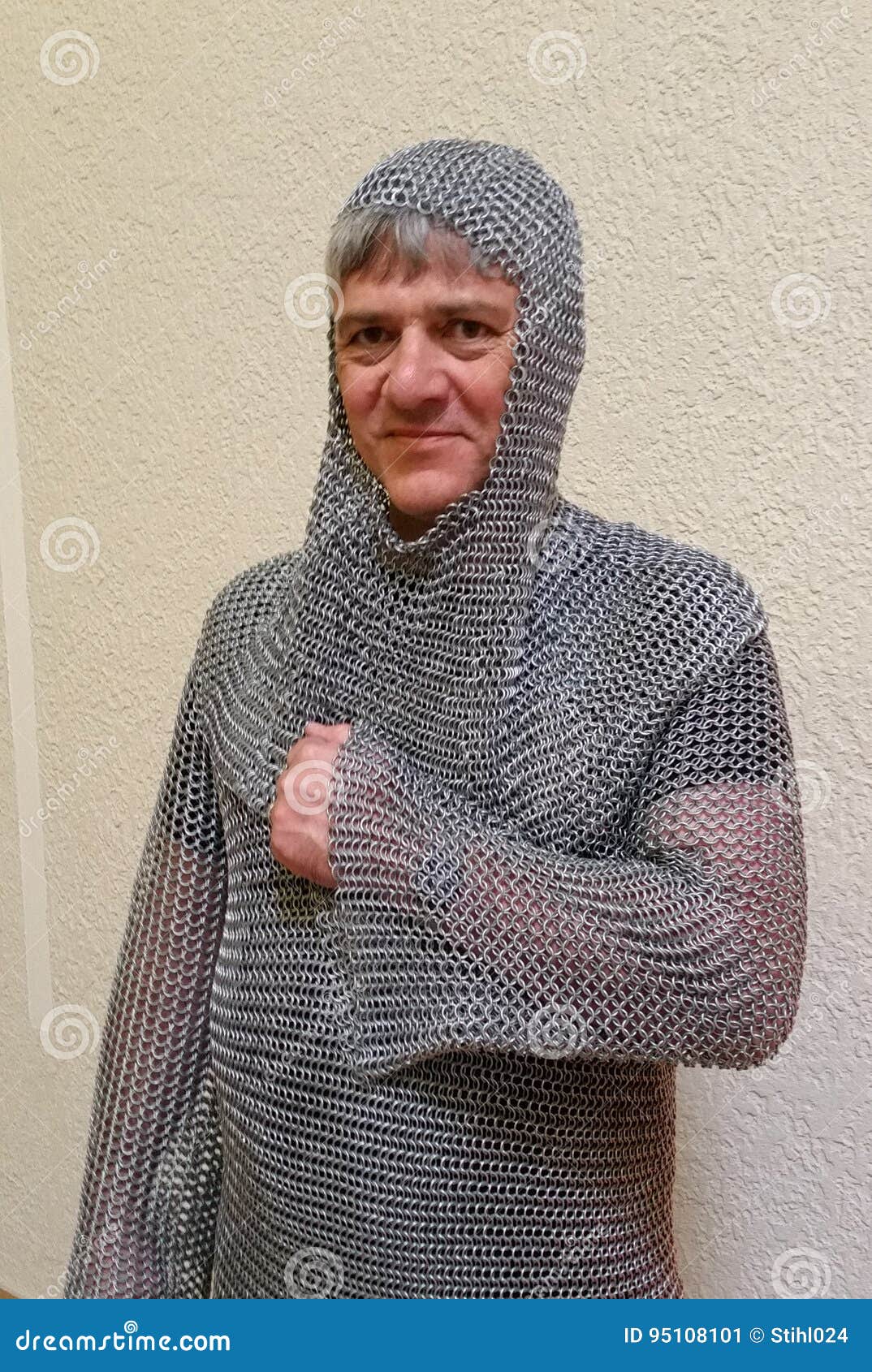 Medieval Knight with Chain Mail and Sword Stock Image - Image of ...