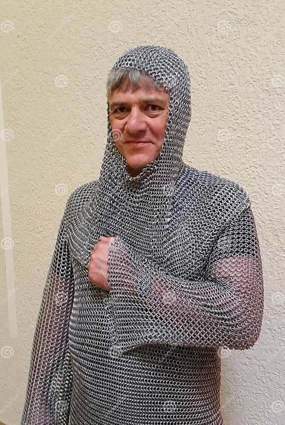 Medieval Knight with Chain Mail and Sword Stock Image - Image of ...