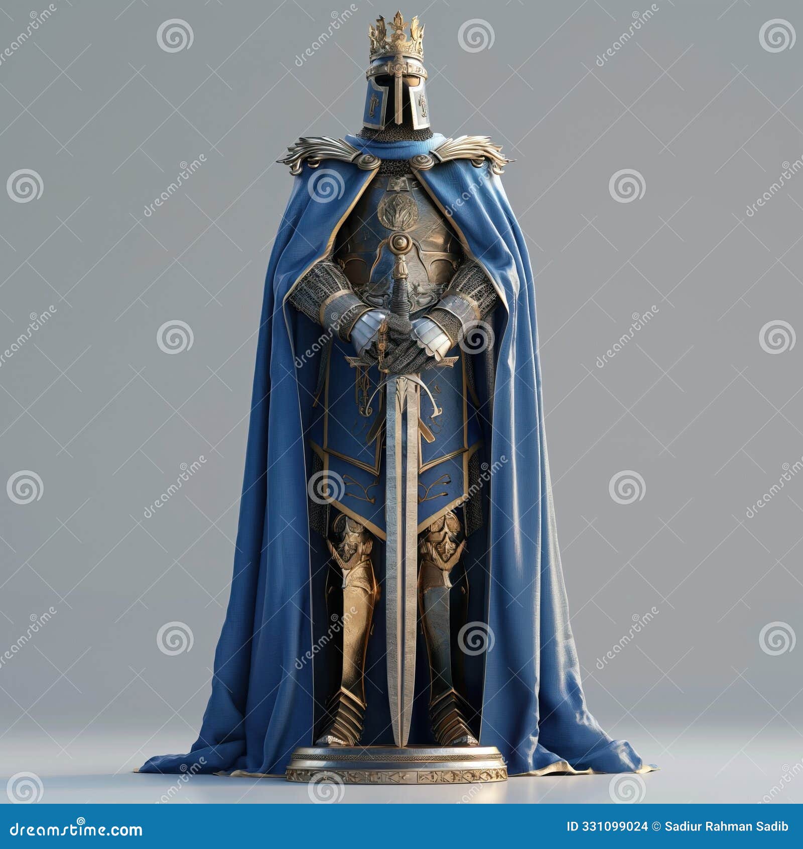 Medieval Knight with a Crown. Stock Illustration - Illustration of ...