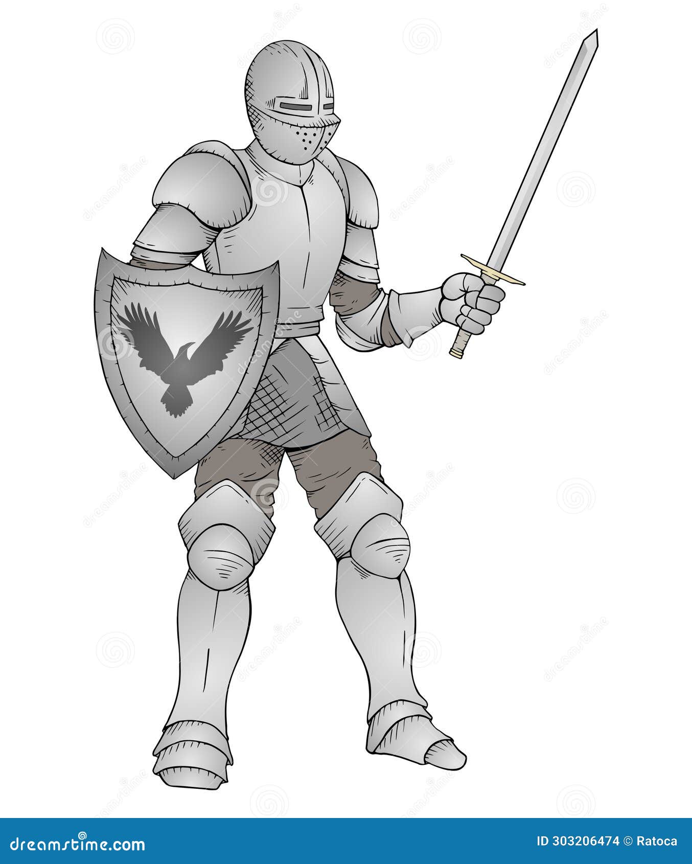 Medieval knight draw stock vector. Illustration of ancient - 303206474