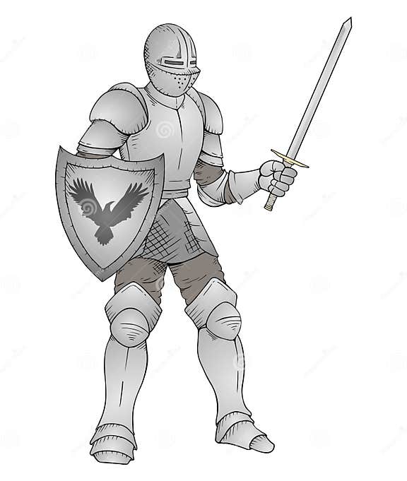 Medieval knight draw stock vector. Illustration of ancient - 303206474
