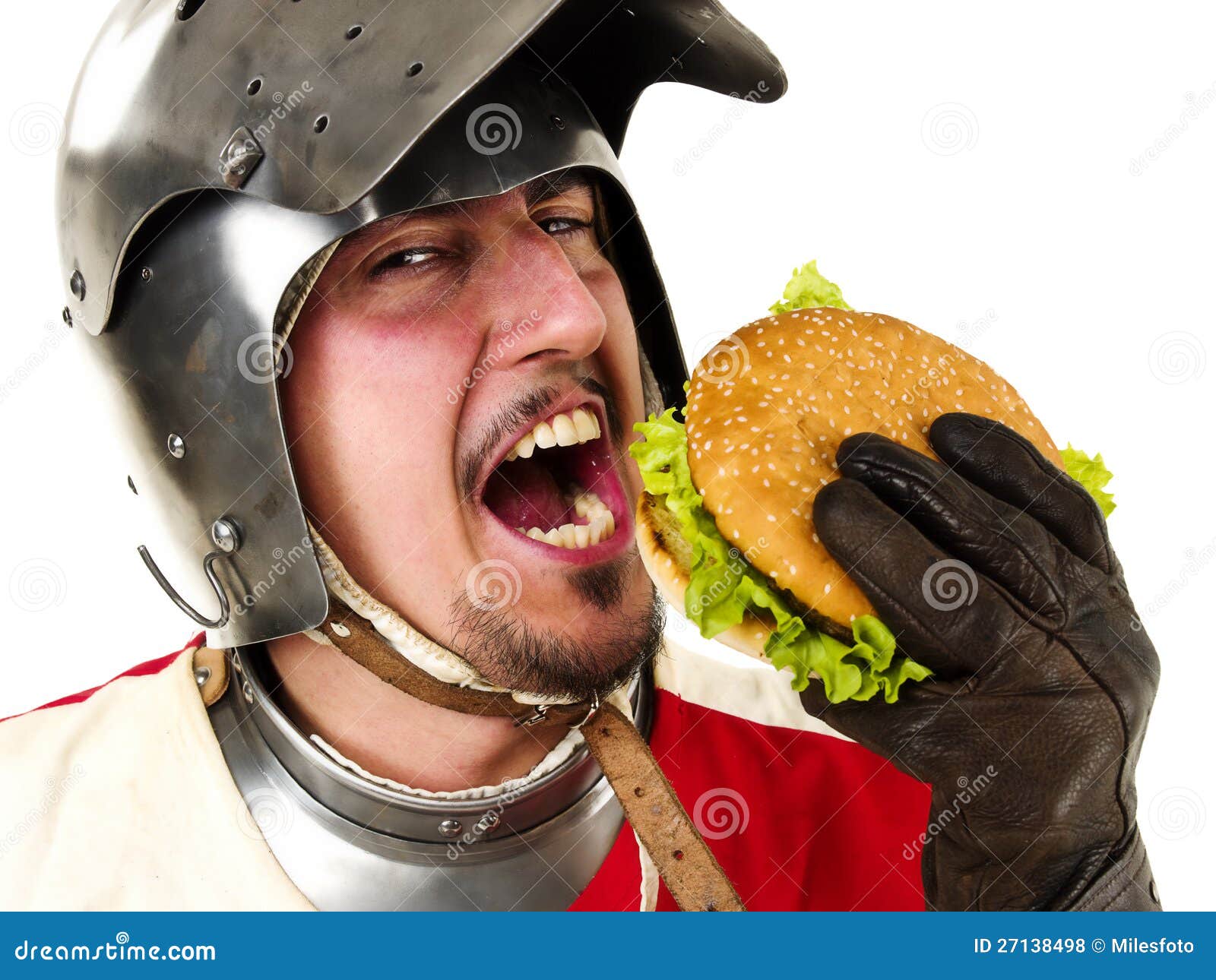 Medieval Knight Eating A Hamburger Stock Photo | CartoonDealer.com ...