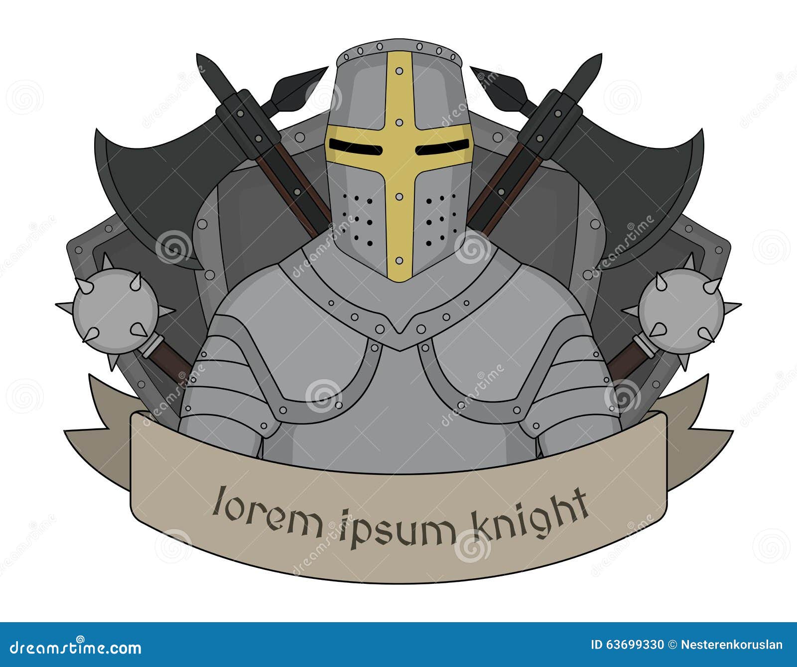 Medieval knight emblem stock vector. Illustration of drawing - 63699330