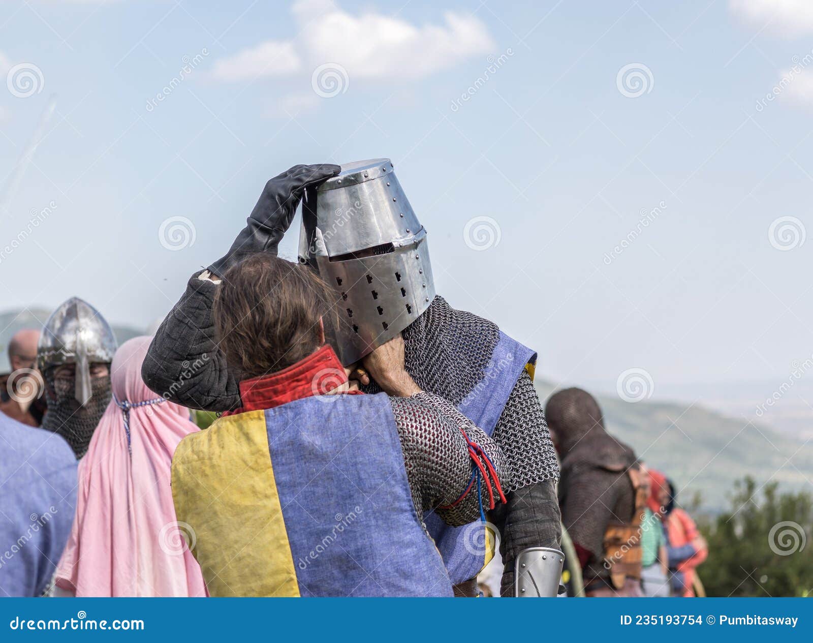 Medieval Knight Getting Ready for Battle Medieval Reenactment with ...