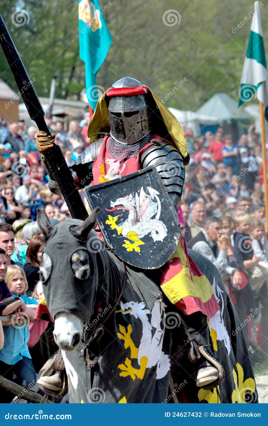 Medieval Knight on Horseback Stock Photo - Image of great, games: 24627432