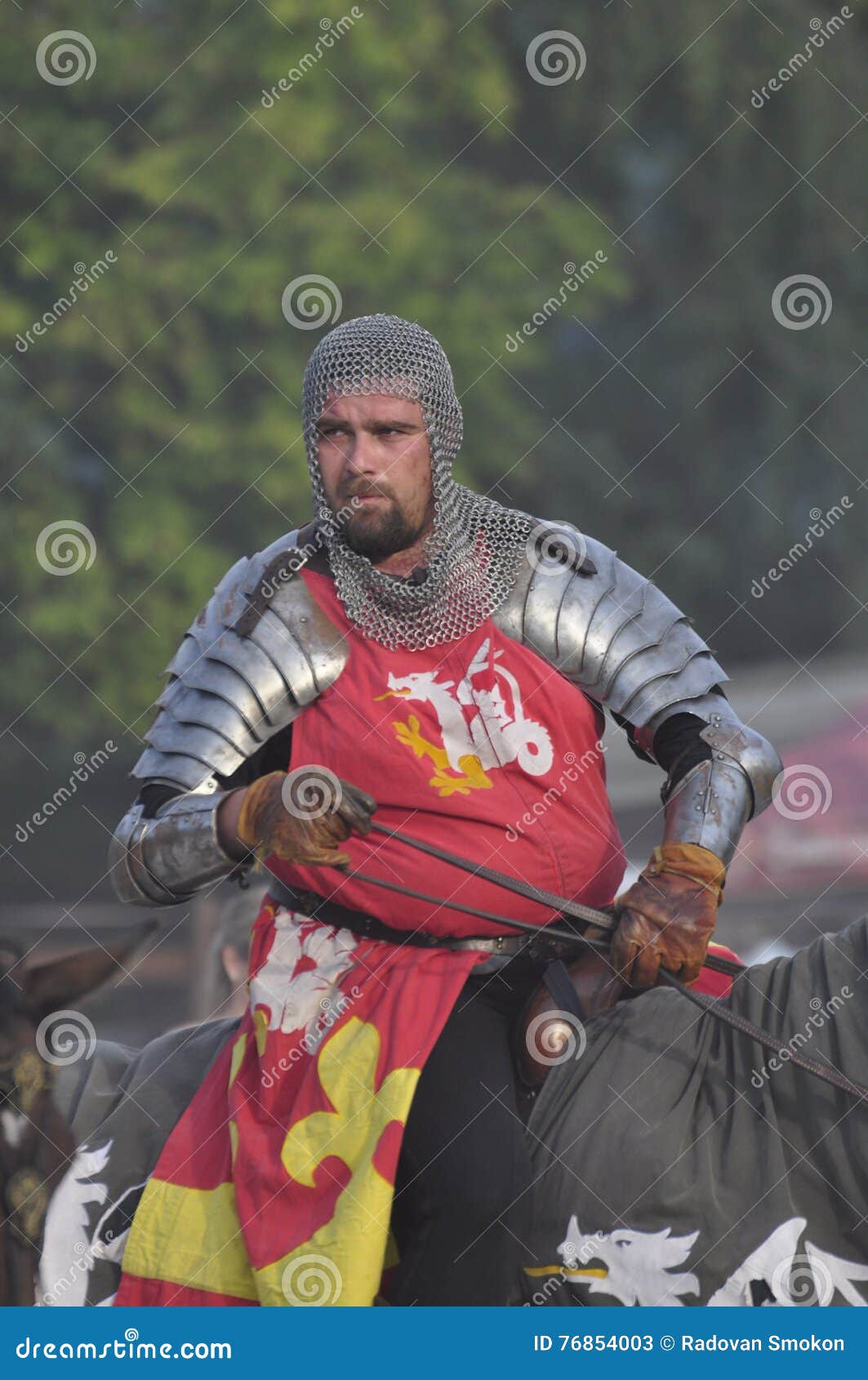 Medieval Knight on Horseback Stock Image - Image of galloping, face ...