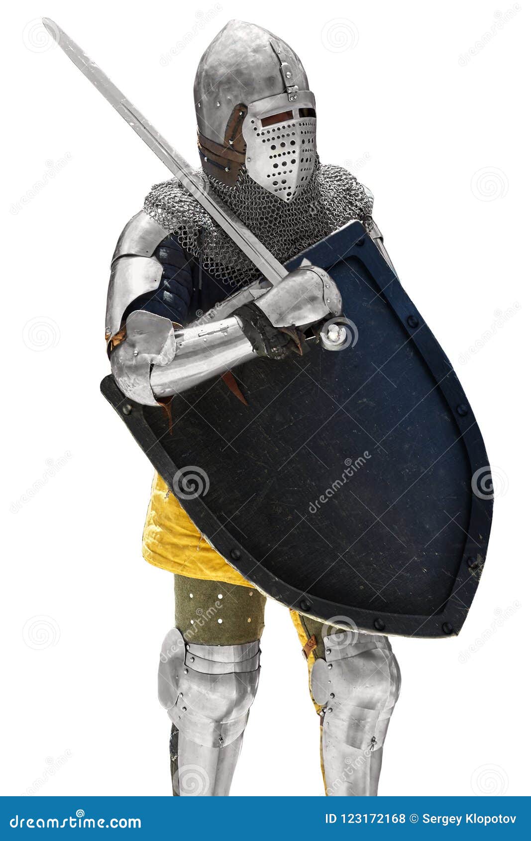 Medieval Knight Isolated on White Background. Stock Photo - Image of ...