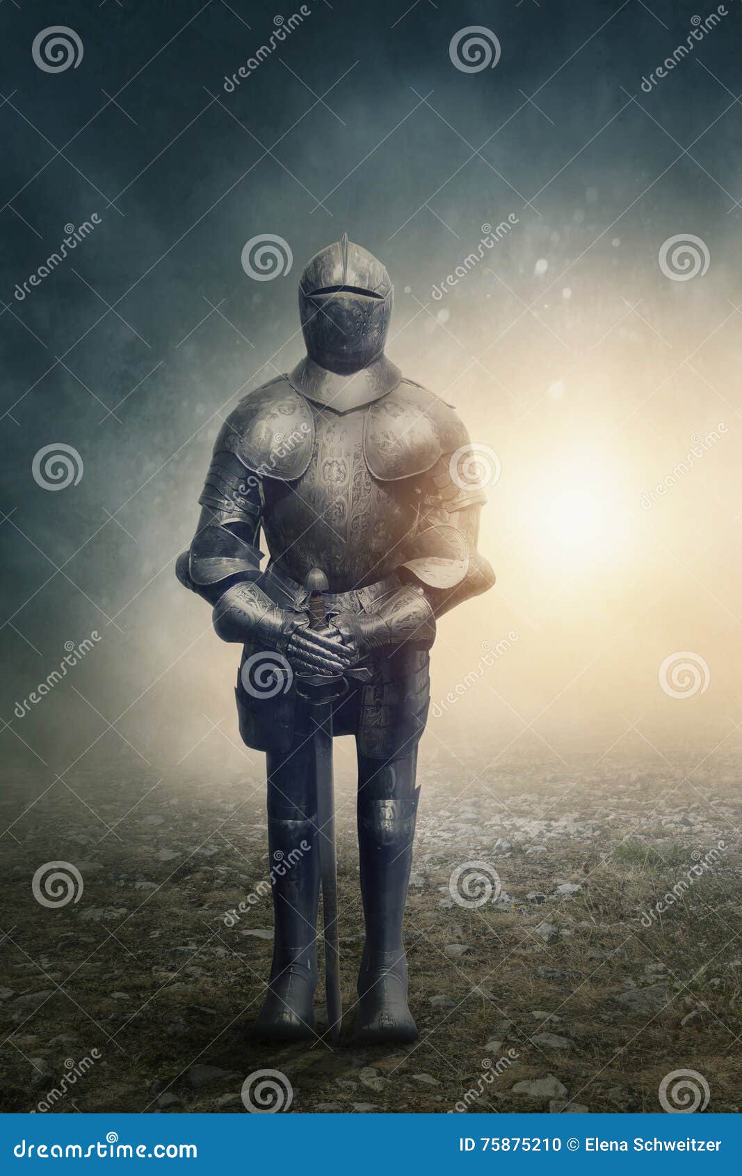 Medieval knight stock photo. Image of hill, armored, sword - 75875210