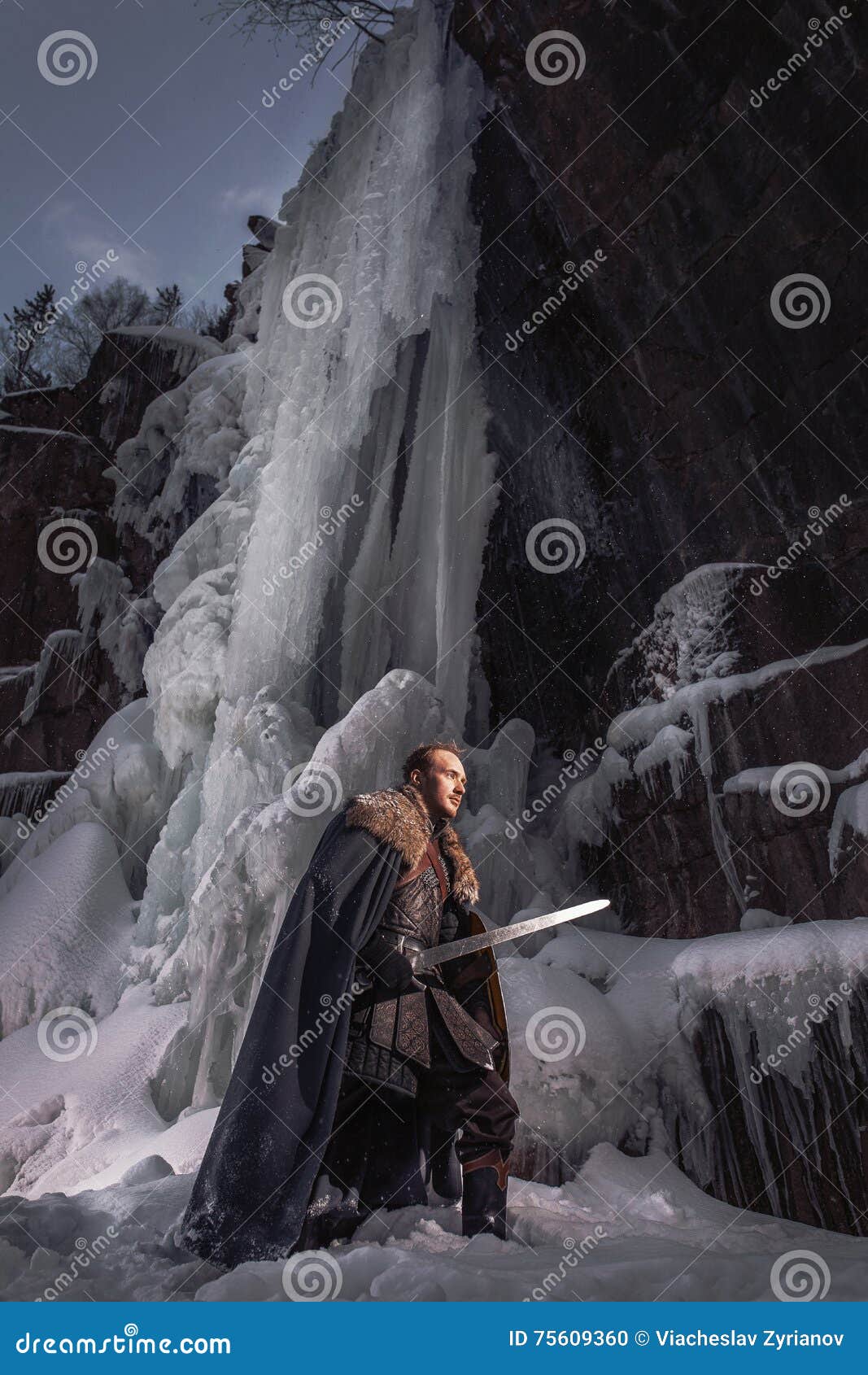 Medieval Knight with Sword in Armor As Style Game of Throne Stock ...