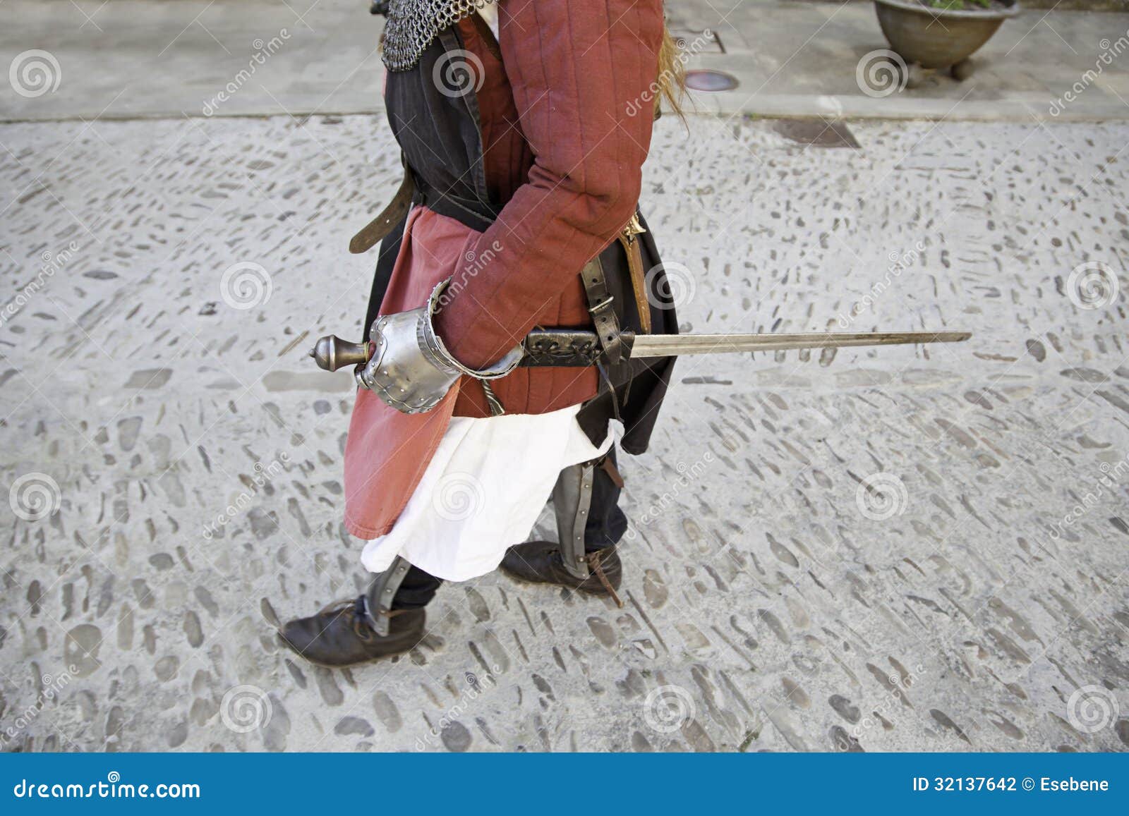 Medieval knight with sword stock photo. Image of dynamic - 32137642
