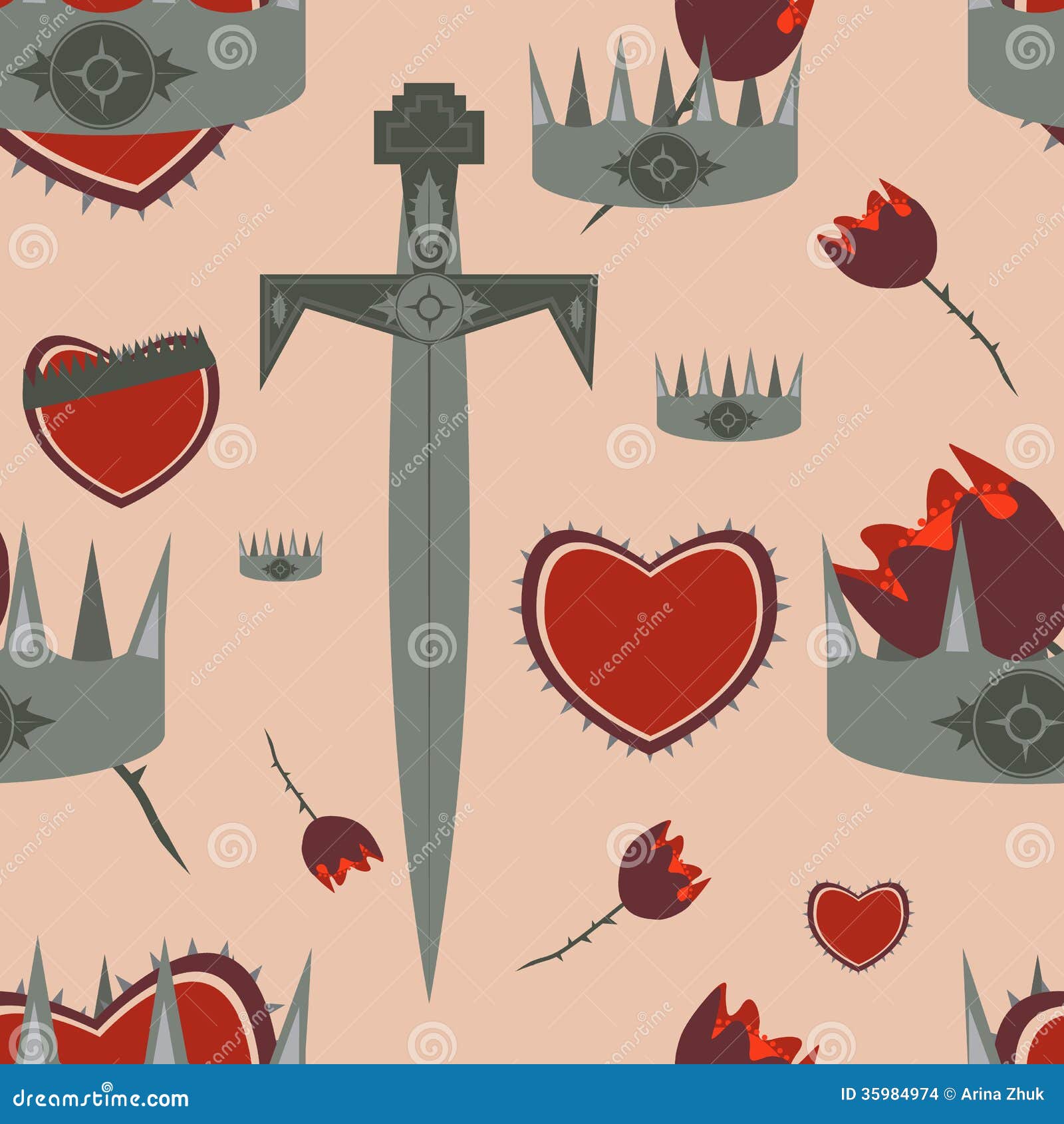 Medieval Knight Themed Pattern Stock Vector - Illustration of sword ...