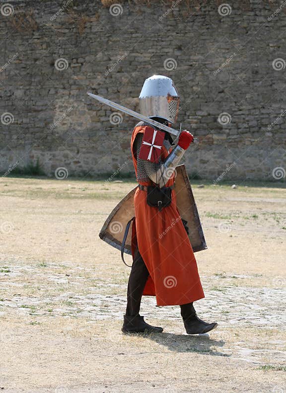Medieval Knight walking. stock image. Image of heritage - 3210645