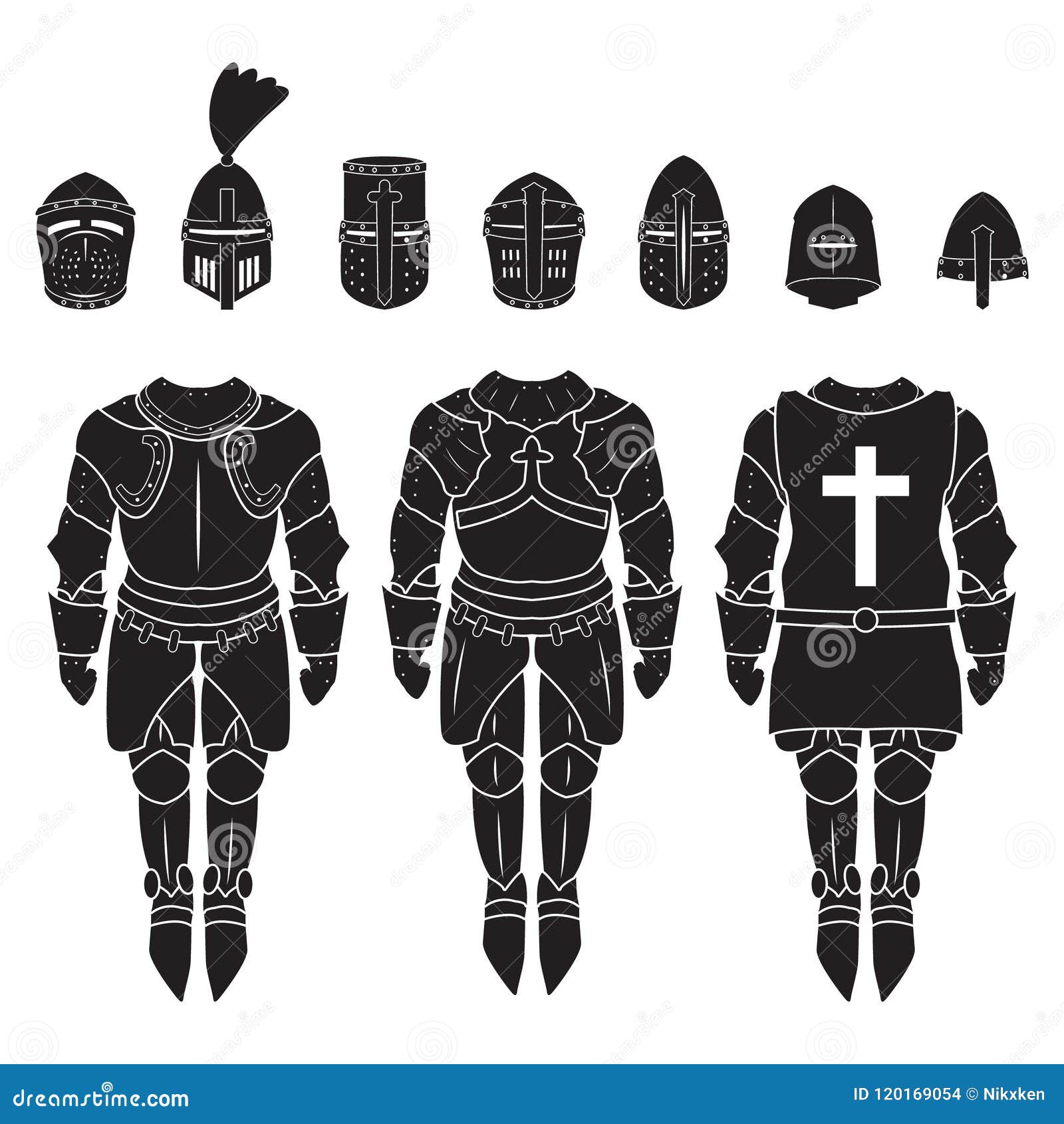 Medieval Knights Armor Vector Set. Medieval Armor Icons Set. Vector ... Medieval Knights Armor Vector Set. Medieval Armor Icons Set. Vector ...