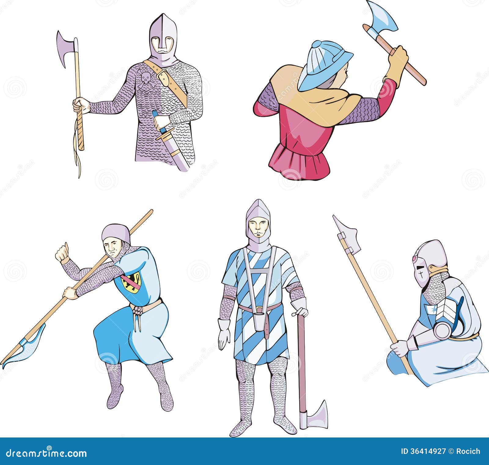 Medieval knights with axes stock vector. Illustration of poleaxe - 36414927