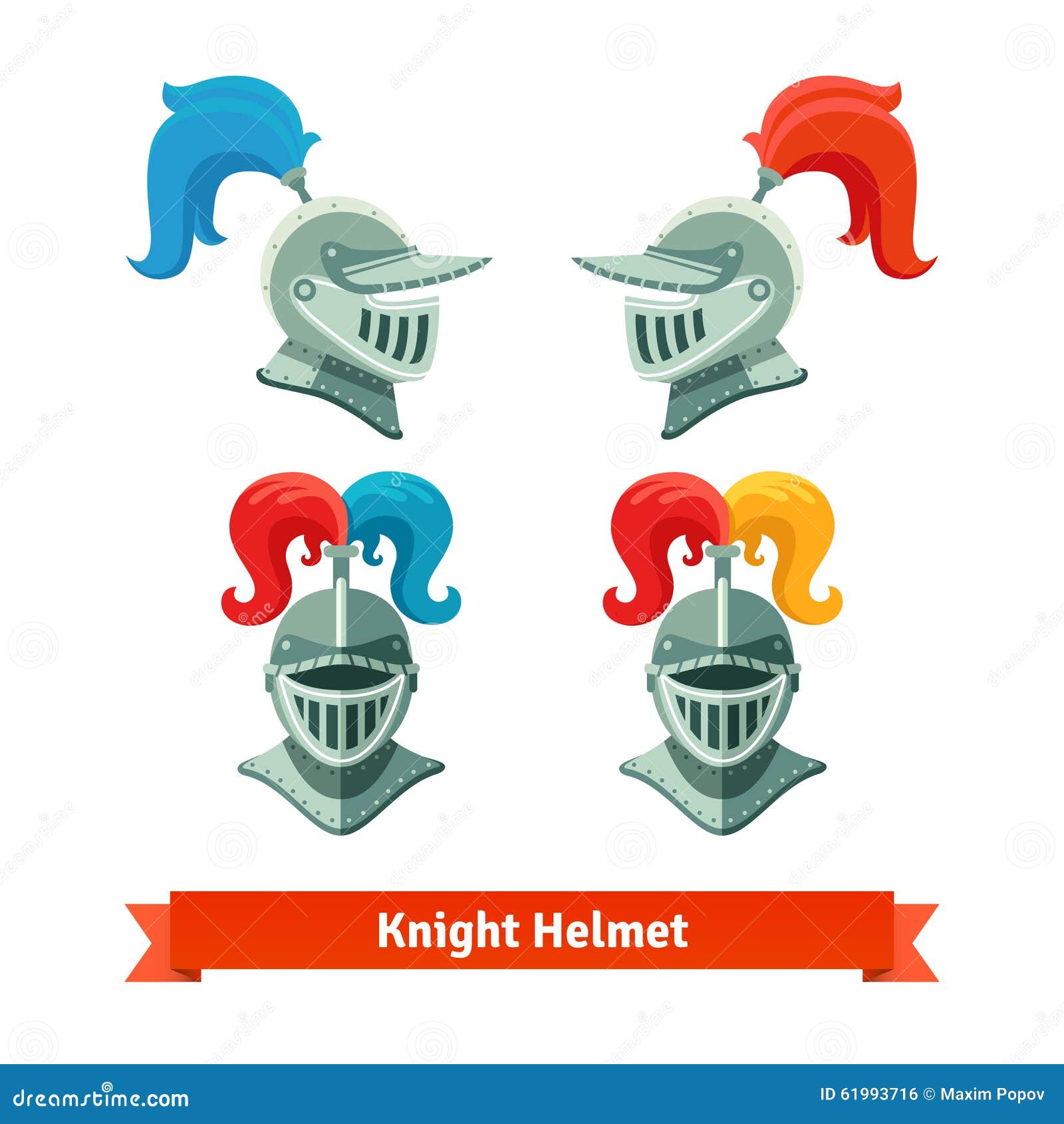 Cartoon Knight Helmet With Feather