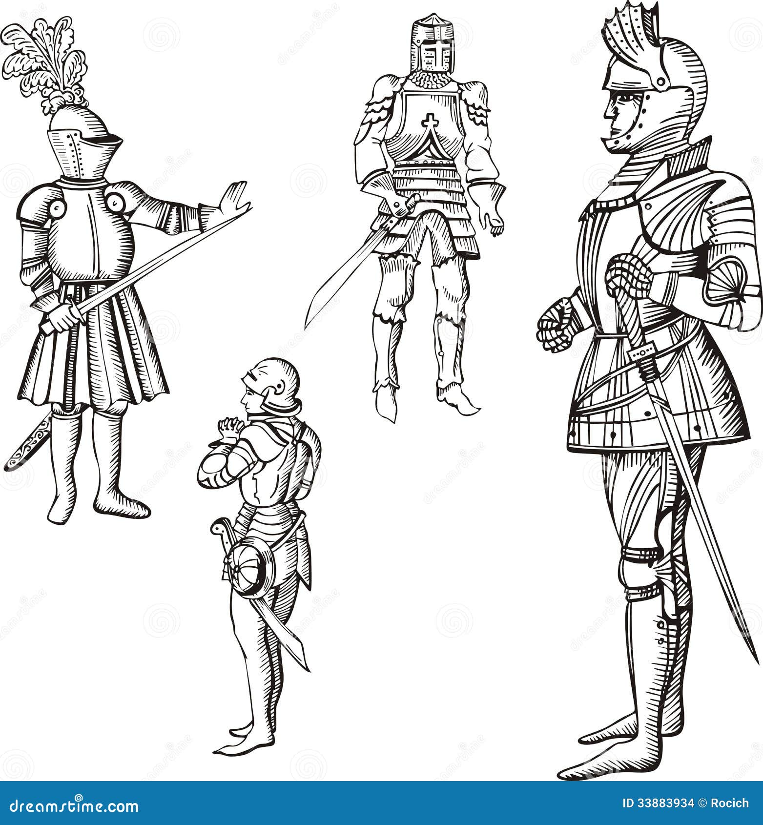 Medieval knights stock vector. Illustration of medieval - 33883934