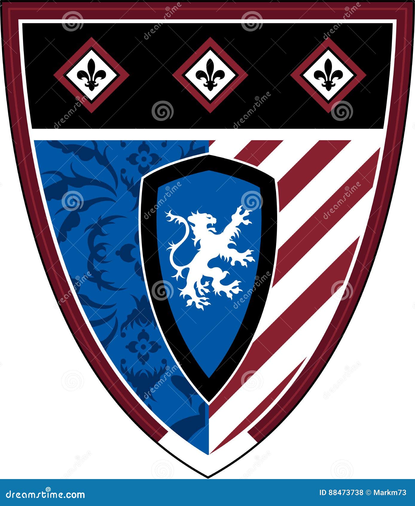 Medieval Knights Shield stock vector. Illustration of lion - 88473738