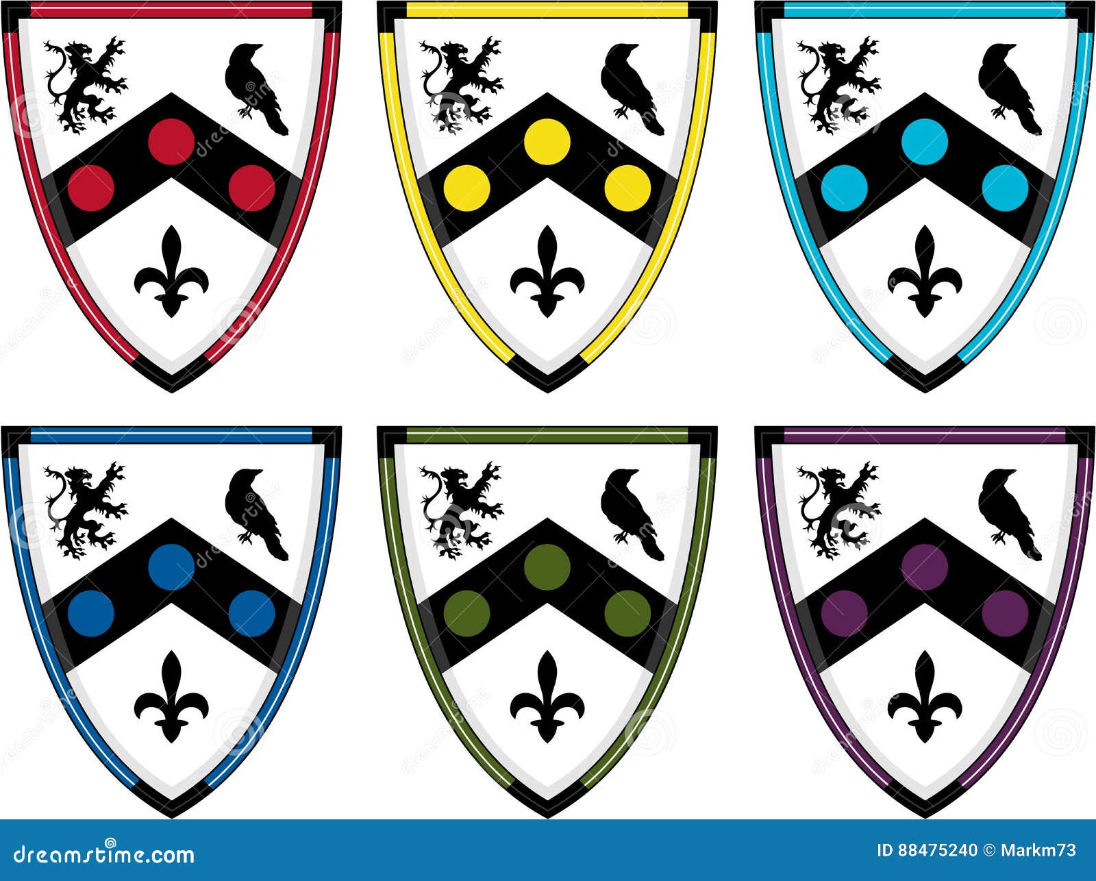 Medieval Knights Shield stock vector. Illustration of wing - 88475240