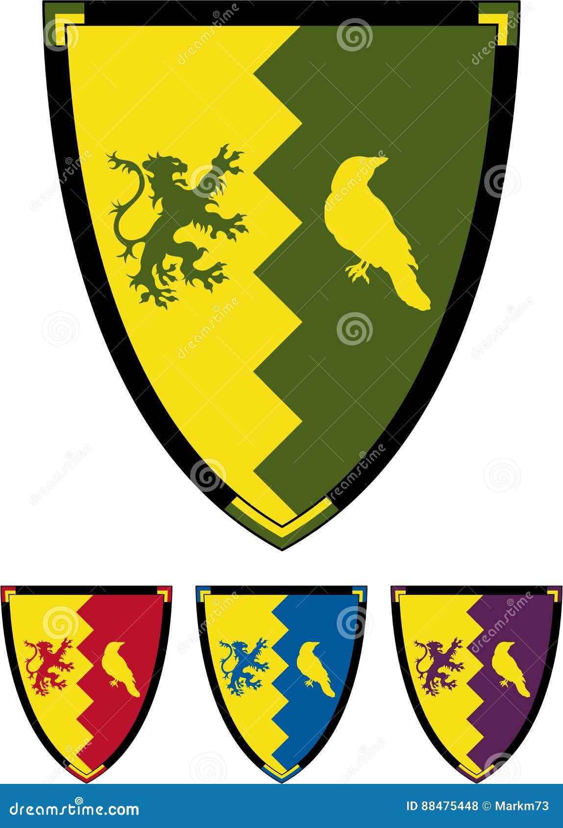 Medieval Knights Shield stock vector. Illustration of crow - 88475448