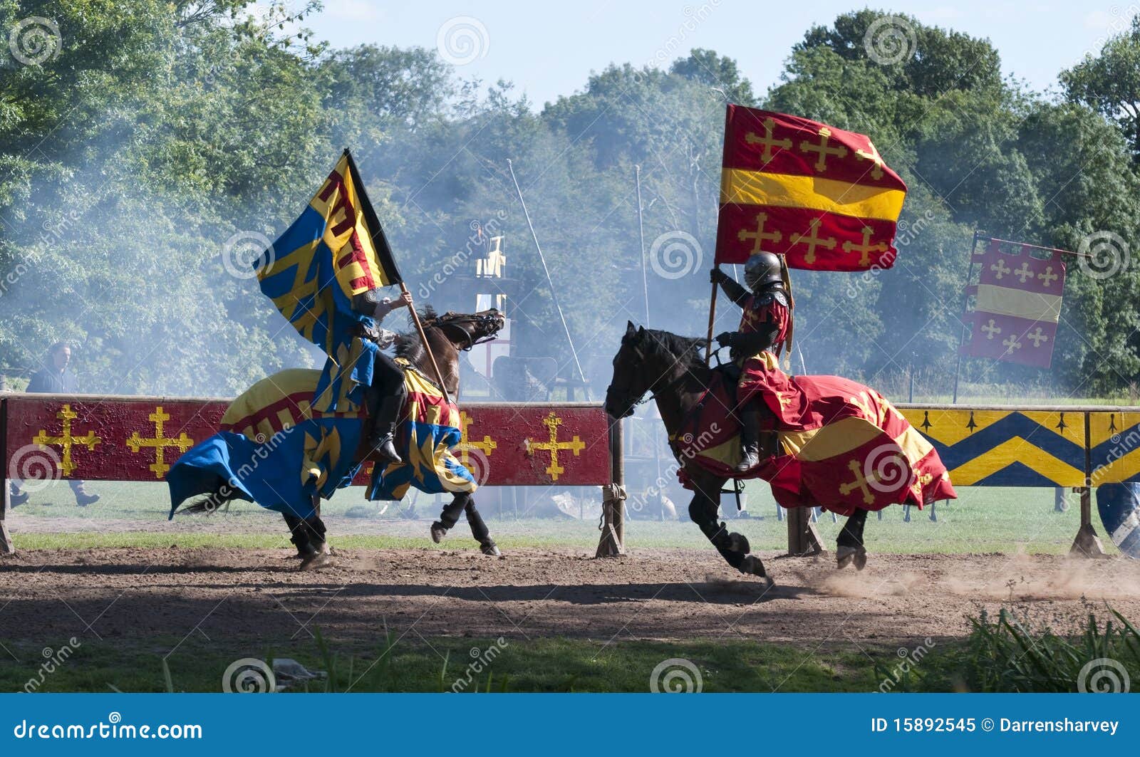 Medieval Knights at Warwick Castle Stock Image - Image of charging ...