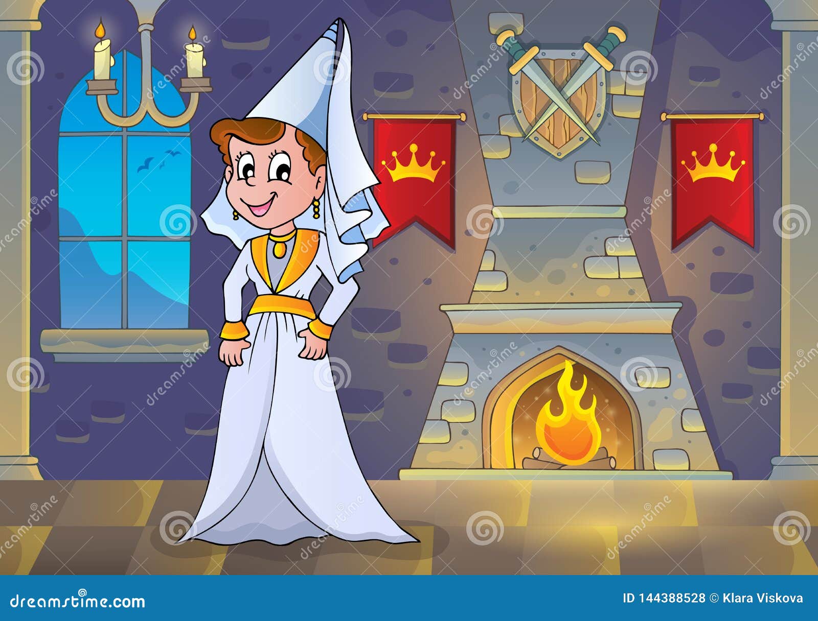 Medieval Lady in Castle Theme 1 Stock Vector - Illustration of artwork ...