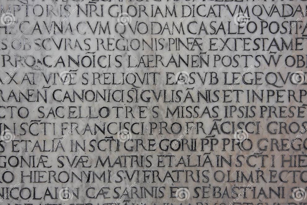 Medieval Latin Catholic Inscription Stock Image - Image of historic ...