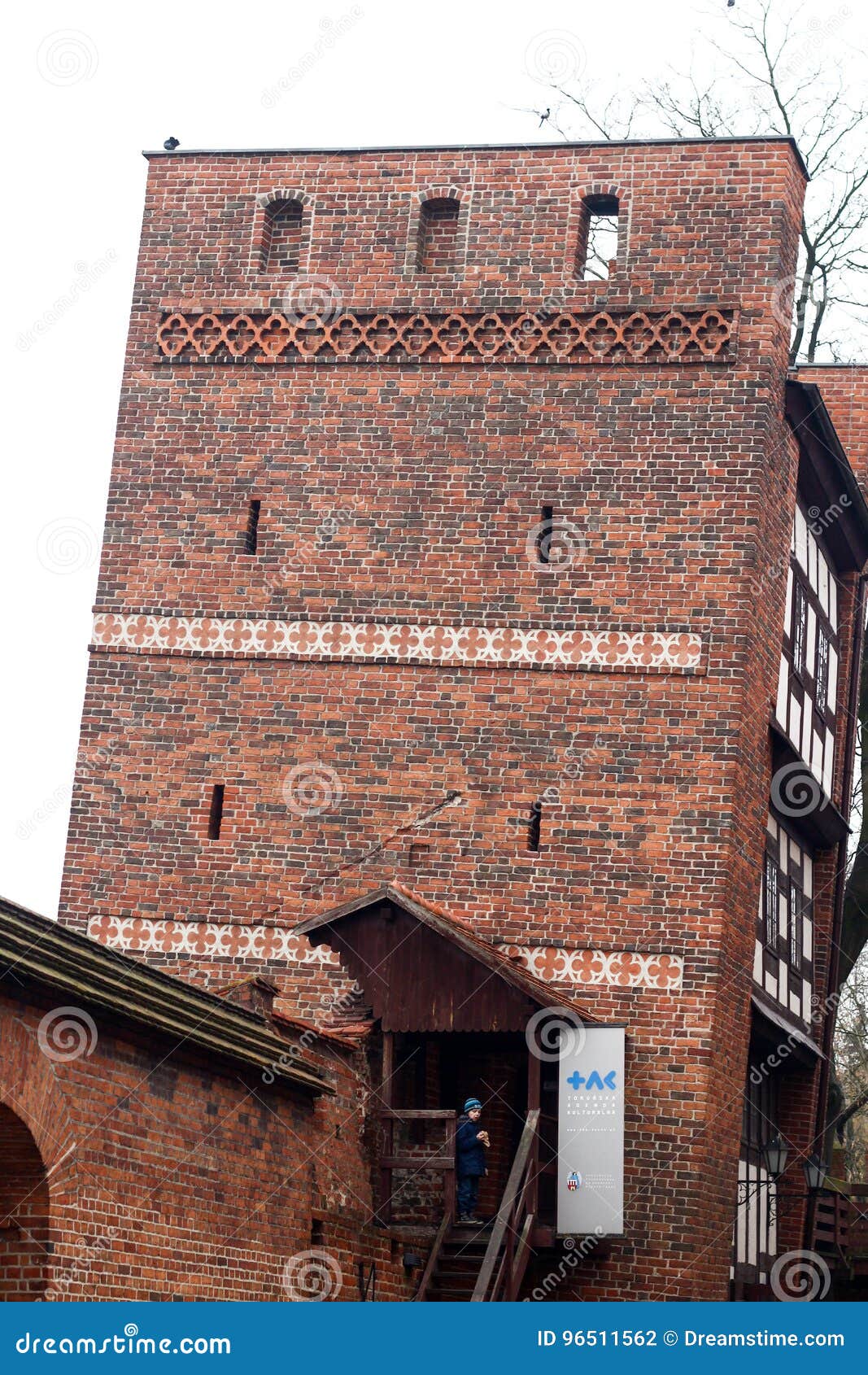 Medieval Leaning Defence Tower of Torun Over White Sky Editorial ...