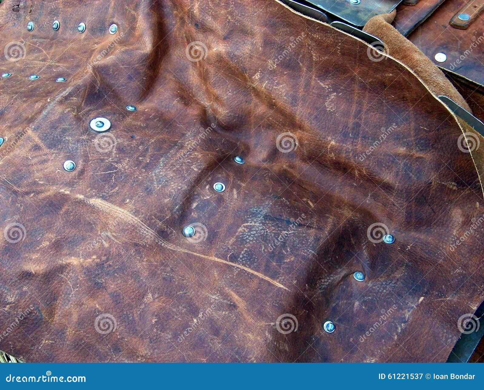 Medieval Leather Bracers Lie On The Stone. Armor, Hand Protection ...