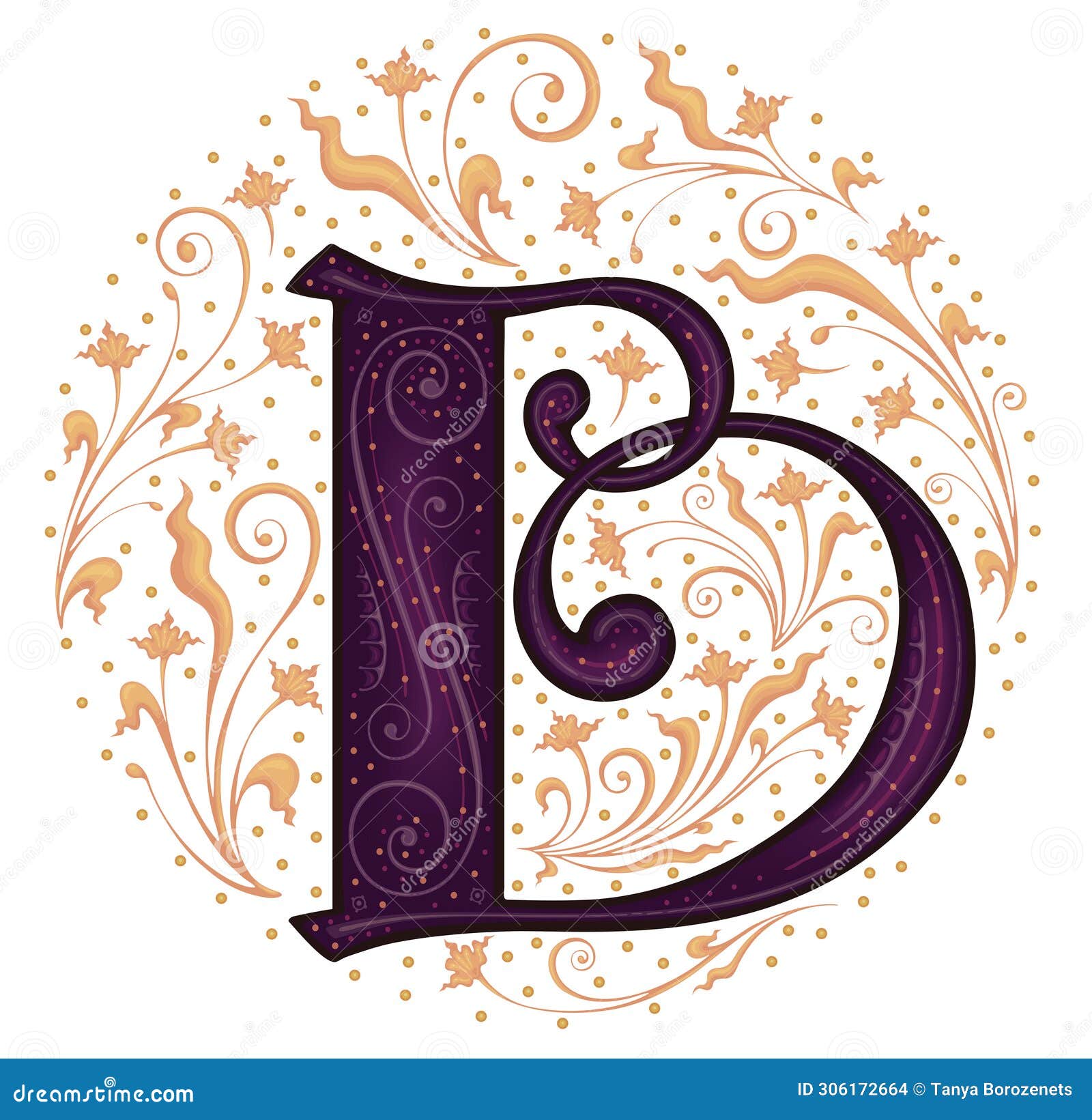 Medieval Letter B .Font .Alphabet . Typeface . Ancient Book Miniature ...