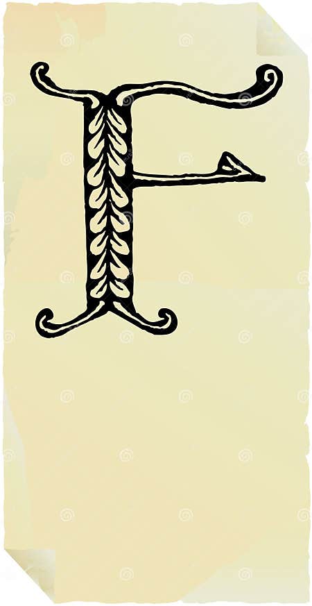 Medieval letter F black stock vector. Illustration of elegance - 12646933