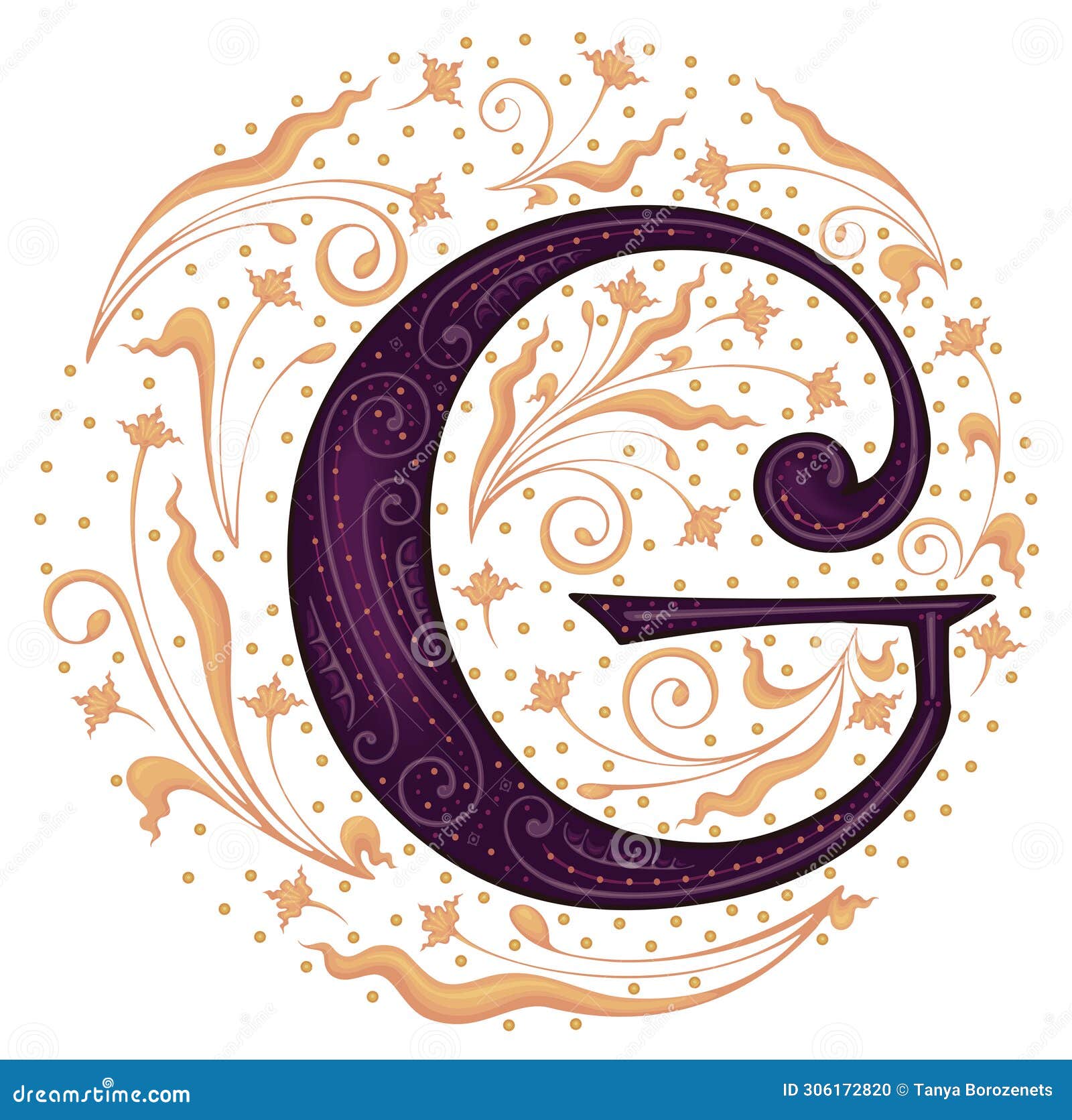 Medieval Letter G .Font .Alphabet . Typeface . Ancient Book Miniature ...