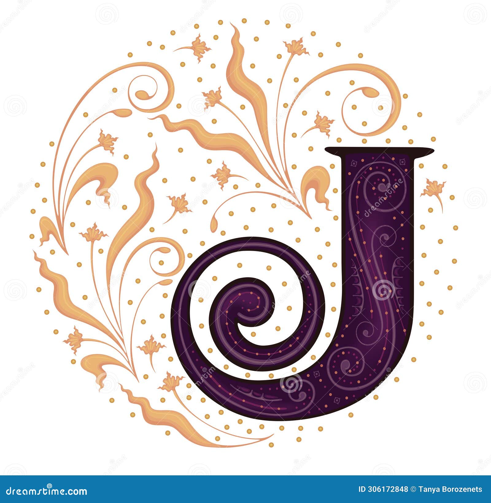 Medieval Letter J .Font .Alphabet . Typeface . Ancient Book Miniature ...