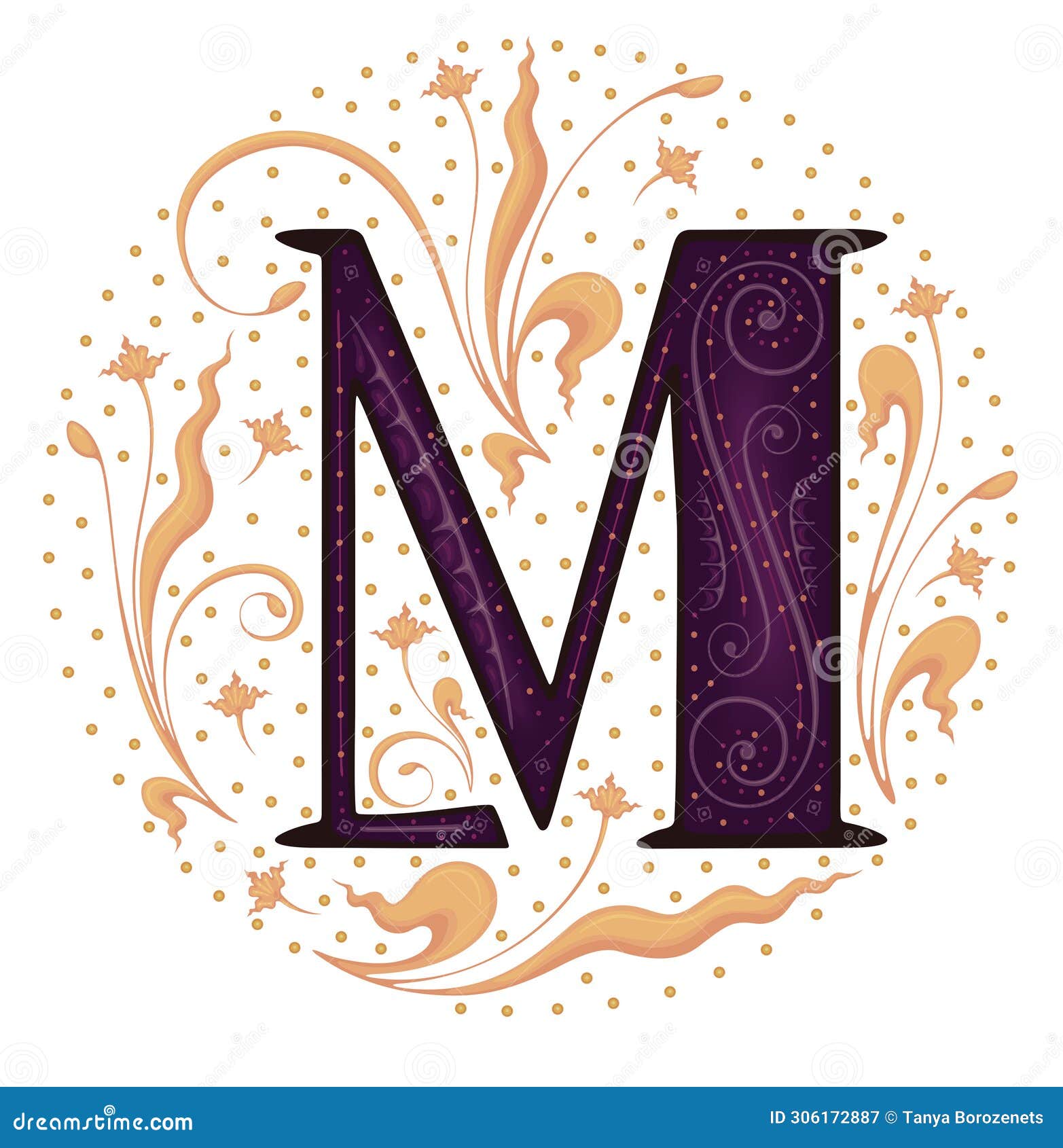 Medieval Letter M .Font .Alphabet . Typeface . Ancient Book Miniature ...