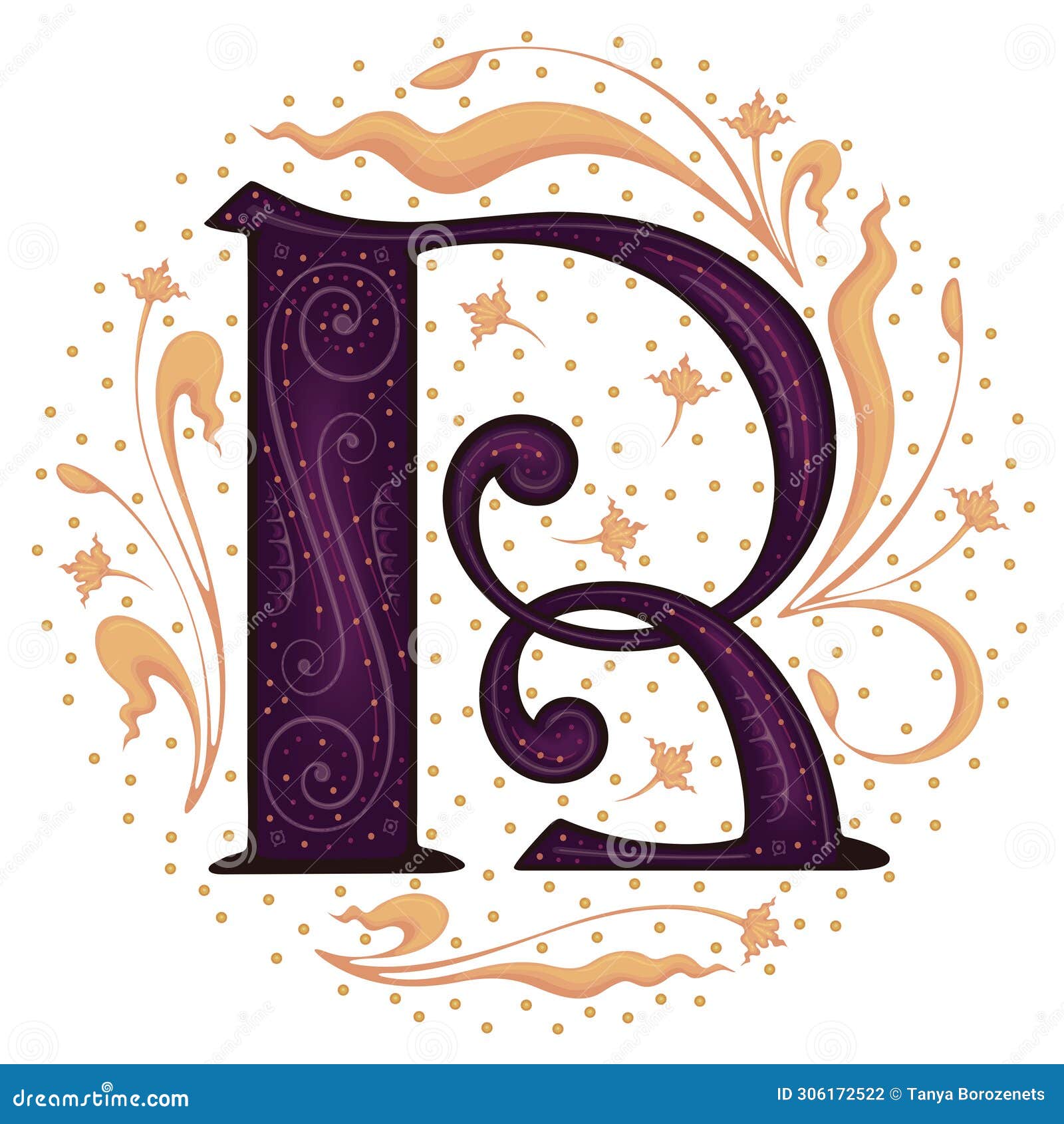 Medieval Letter R .Font .Alphabet . Typeface . Ancient Book Miniature ...