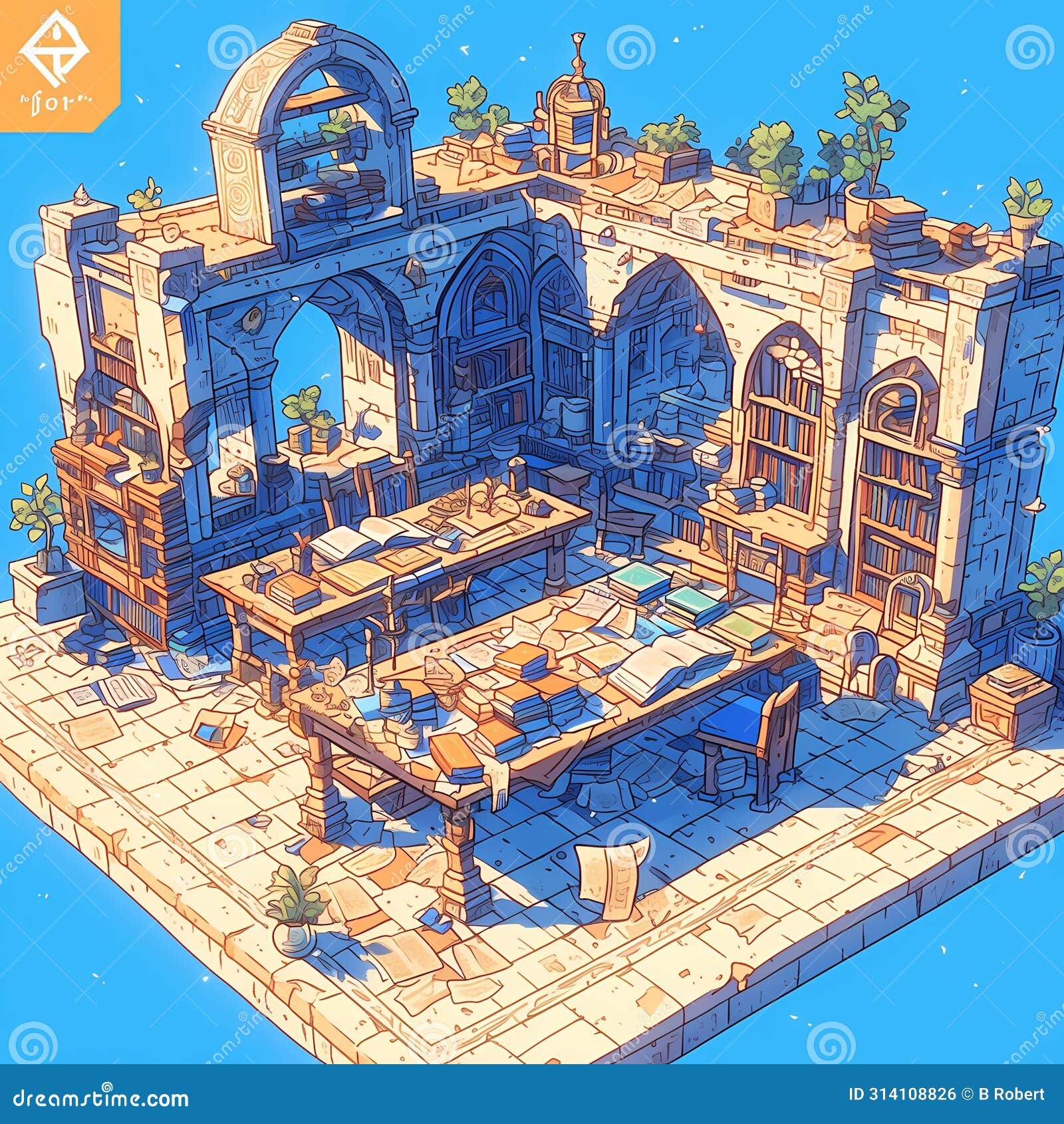 Medieval Library: a Treasure Trove of Knowledge Stock Illustration ...